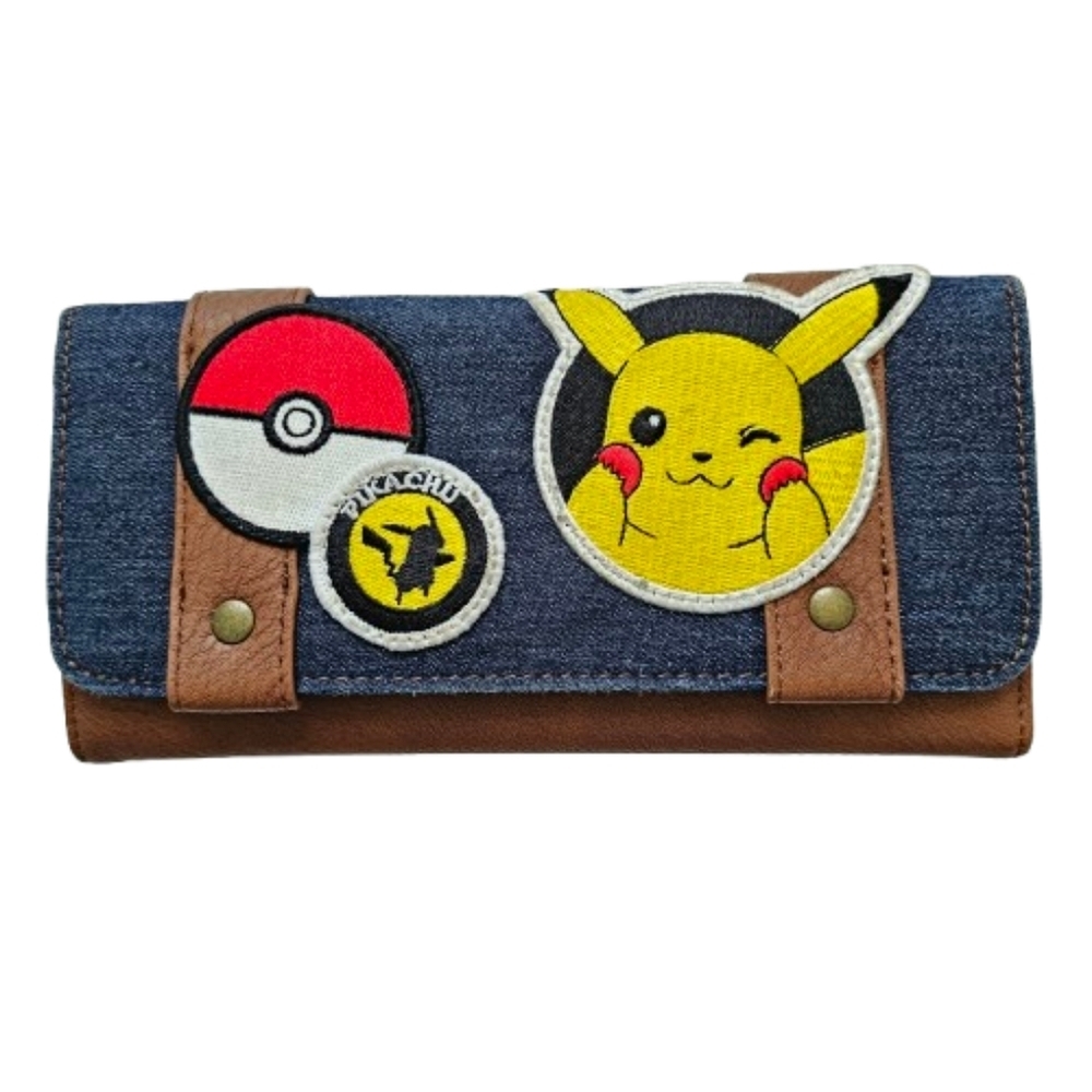 Loungefly Pokemon Pikachu Patches Flap Wallet - Denim… - Gem